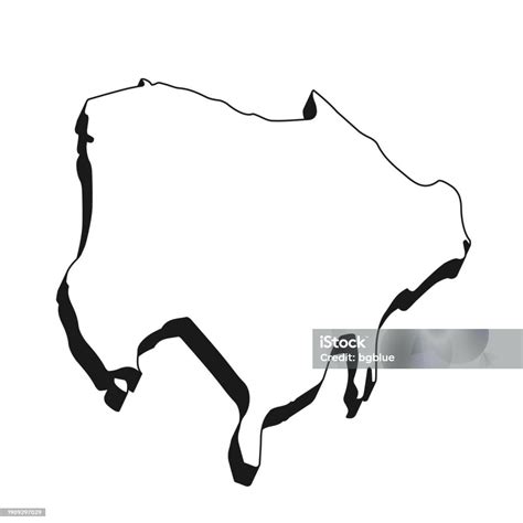 Djerba Map With Black Outline And Shadow On White Background Stok