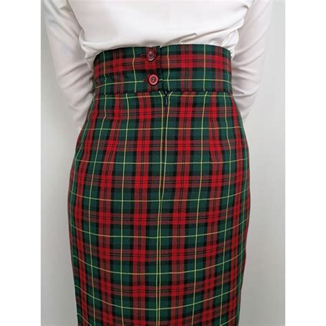 Red Plaid Pencil Skirt