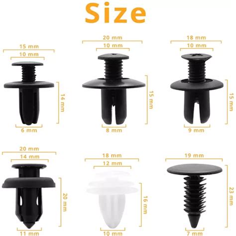 UNIVERSAL TRIM CLIPS 100X Car 6 Size Bumper Push Rivet Set Fastener Retainer Kit 10 99