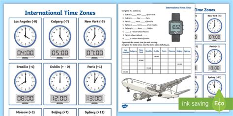 International World Time Zones Worksheet Lehrer Gemacht
