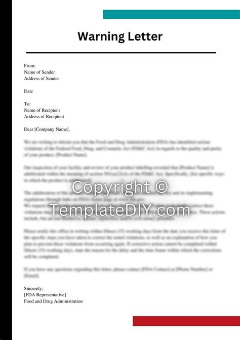Fda Warning Letter Sample With Examples Word Editable