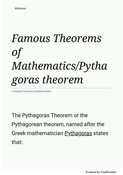 SOLUTION Famous Theorems Of Mathematics Pythagoras Theorem Wikibooks