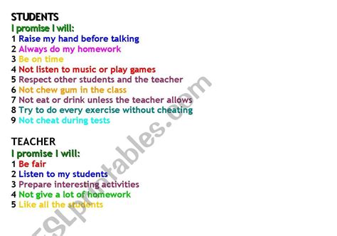 Class Contract Esl Worksheet By Amadeusza
