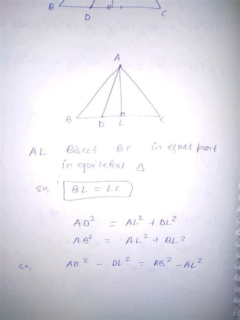 In An Equilateral Triangle Abc The Side Bc Is Trisected At Point D Prove That Ad Ab