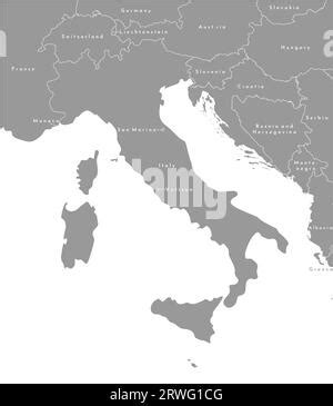 Vector Map Of The Adriatic Sea With Its Neighboring Countries Stock