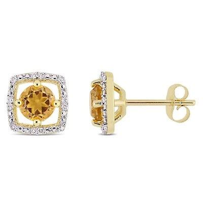 Amour 1 1 8 CT TGW Peridot And Diamond Square Stud Earrings In 10k