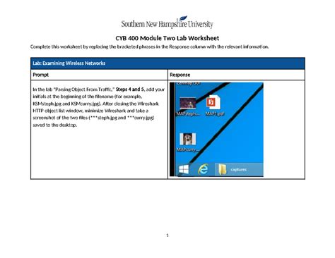 CYB 400 Mod Two Lab Worksheet CYB 400 Module Two Lab Worksheet Complete This Worksheet By