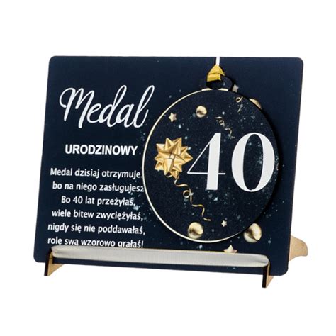 MEDAL Prezent Na 40 URODZINY DLA KOBIETY KARTKA Prezent Na 40
