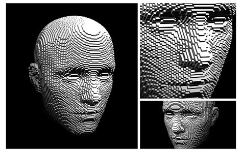 큐브에서 구성 추상 디지털 인간의 머리 비즈니스 프리젠 테이션 전단지 또는 포스터를위한 미니멀 한 디자인 기술 및 로봇 공학 개념 복셀 아트3d 벡터 일러스트레이션 사람