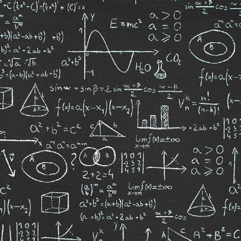 Halbpanama Stoff Mathematische Formeln Leinenoptik Schwarz