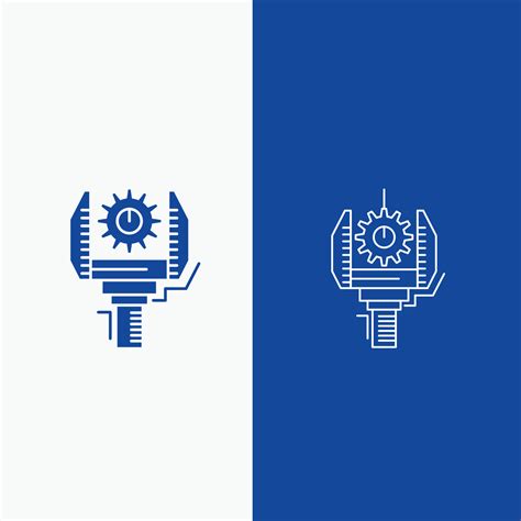 Automation Industry Machine Production Robotics Line And Glyph Web Button In Blue Color