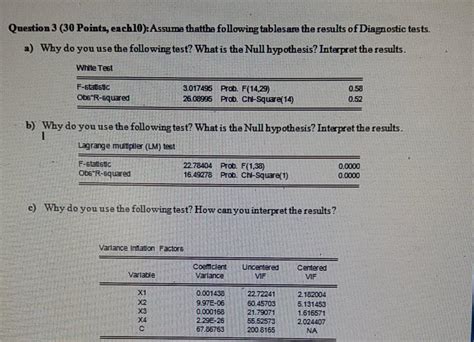 Solved Question 3 30 Points Each10assume Thatthe