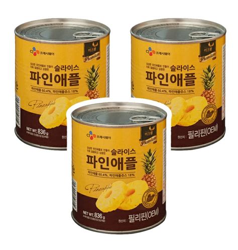 Cj 이츠웰 파인애플캔 슬라이스 836g X 3캔 티몬