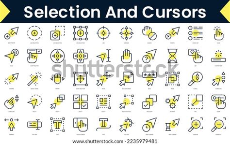 Set Thin Line Selection Cursors Icons Stock Vector Royalty Free