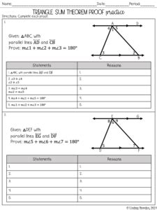 Triangle Sum Theorem Notes And Worksheets Lindsay Bowden