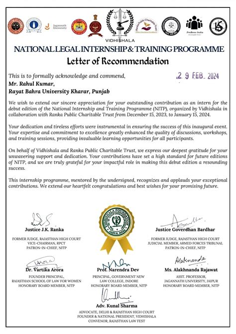 Rahul Kumar On Linkedin Internship Recommendation Gratitude Learning Vidhishala