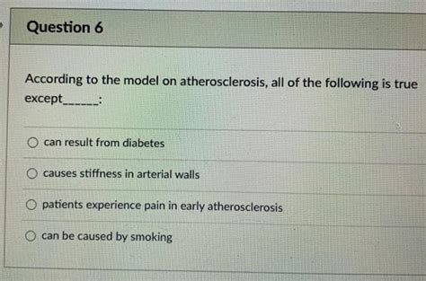Solved Question According To The Model On Atherosclerosis Chegg