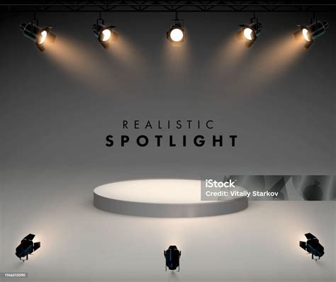 밝은 흰색 빛 빛나는 무대 벡터 세트와 스포트 라이트 조명 효과 폼 프로젝터 스튜디오 조명 Eps 10 4에 대 한 프로젝터의 그림은 연단에 바닥에서 빛을 비춥니다 스포트