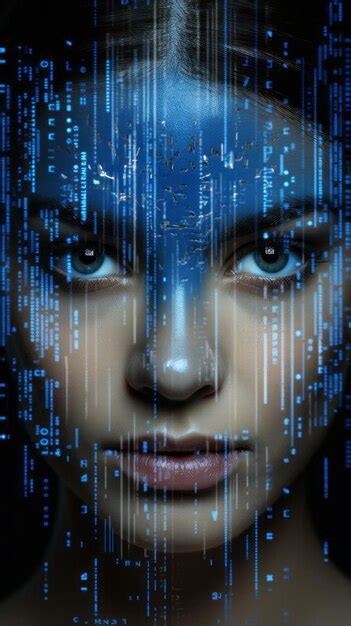 Premium Photo The Face Of A Woman With Binary Code On Her Face
