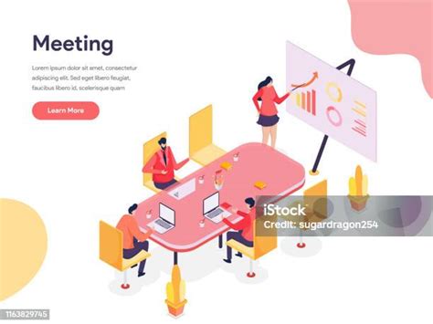회의실 아이소메트릭 일러스트 레이션 개념입니다 웹 사이트 및 모바일 웹 사이트를 위한 웹 페이지 디자인의 아이소메트릭 디자인 개념 벡터 일러스트레이션 등측투영법에 대한 스톡