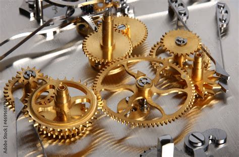 Details Of The Mechanism Of A Mechanical Clock Stock Photo Adobe Stock
