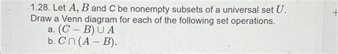 Solved 128 Let Ab And C Be Nonempty Subsets Of A