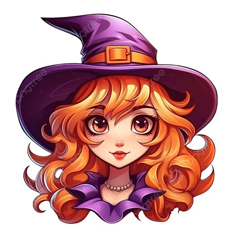 Halloween Cute Witch Cute Face Expression Character Vector Graphical