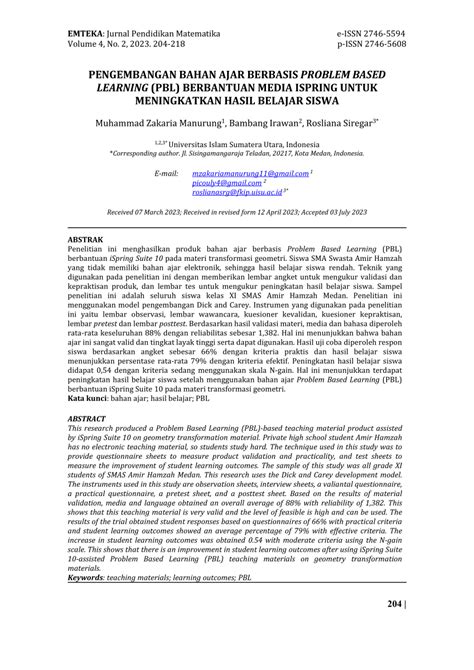 Pdf Pengembangan Bahan Ajar Berbasis Problem Based Learning Pbl