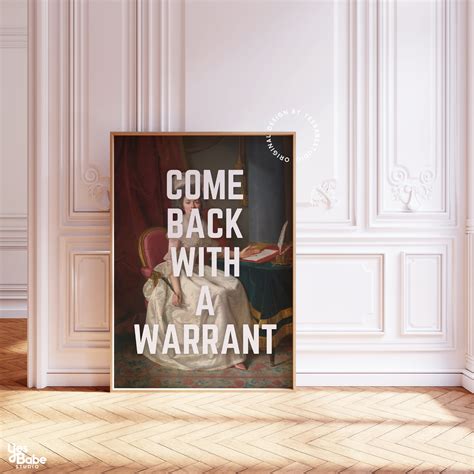 Come Back With A Warrant Altered Art Print Gothic Room Decor Rococo