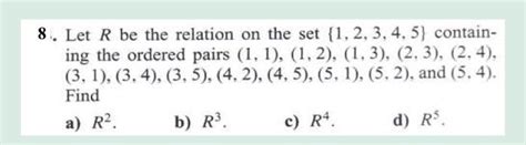 Solved 8 Let R Be The Relation On The Set 12345