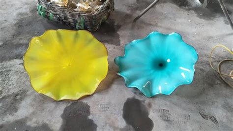 Hand Blown Murano Glass Plates Wall Art Bright Solid Color Chihuly