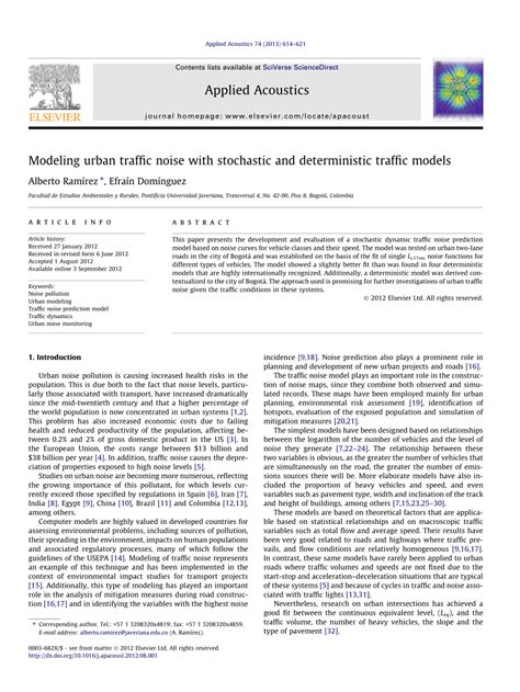 Pdf Modeling Urban Traffic Noise With Stochastic And Deterministic