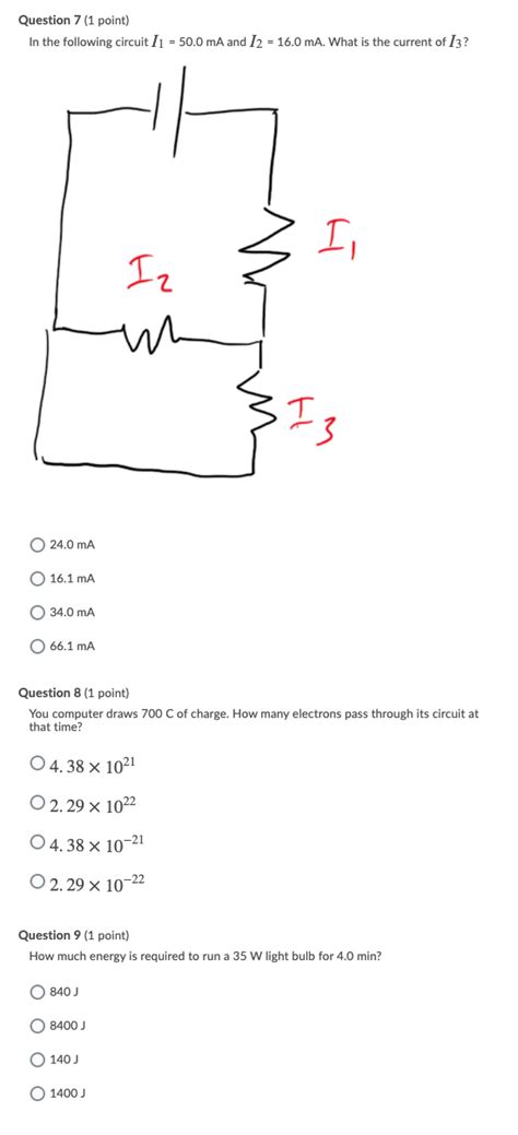 solved question 7 1 point in the following circuit i1