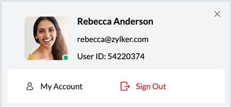 User Profile Section Zoho Calendar