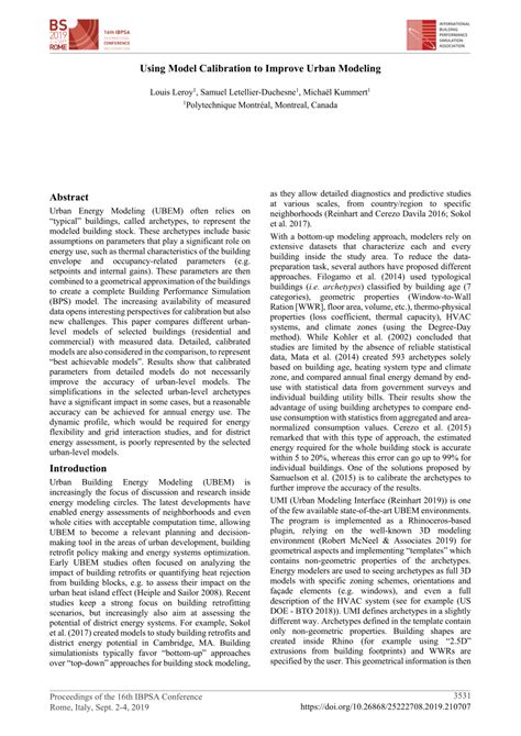 Pdf Using Model Calibration To Improve Urban Modeling