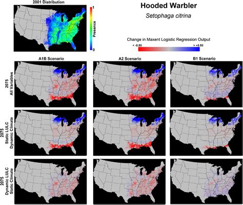 Maxent 2001 Logistic Output For The Hooded Warbler And Projected