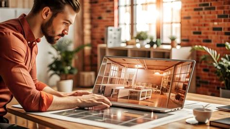 Arquiteto Revisando Planos Detalhados Em Um Ambiente De Trabalho De Alta Tecnologia Enfatizando