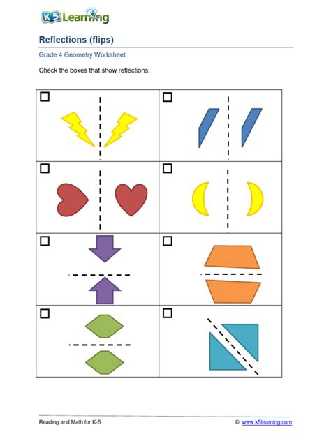 Grade 4 Geometry Reflections A Pdf