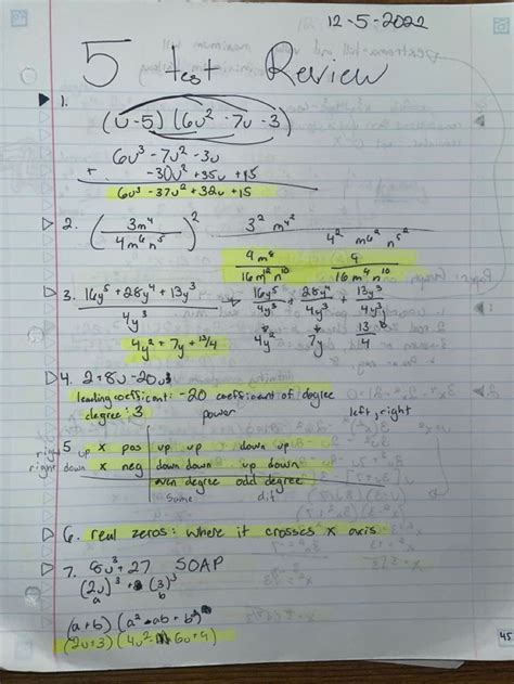 chapter 5 test review all notes test review notes