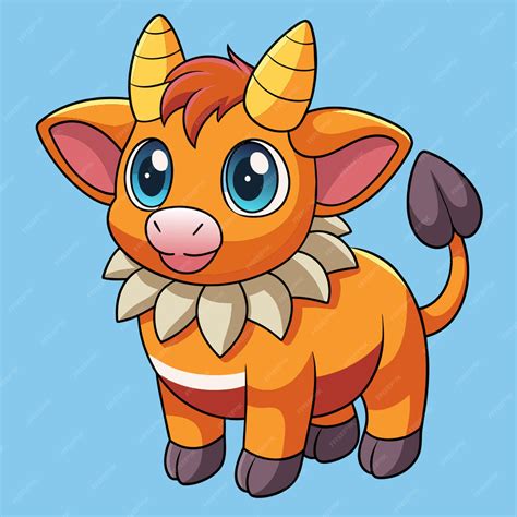 Cute Hand Drawn Zebu Cartoon Vector Illustration Vector Illustration