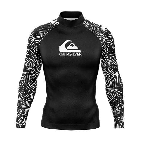 Quiksilver Men Swimsuit Swimming T Shirt Beach Uv Protection Swimwear Rash Guard Long Sleeve