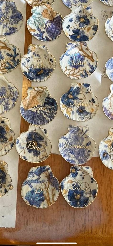 Rehearsal Dinner Place Setting Shell Dish Name Placecard For Bridal