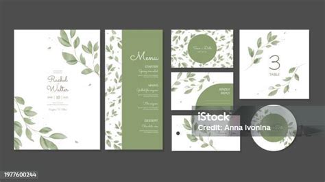 초대장 메뉴 감사 카드 녹색 수채화 잎이 있는 결혼 축하를 위한 테이블 번호의 봄과 여름 템플릿 벡터 초대장에 대한 스톡 벡터 아트 및 기타 이미지 Istock