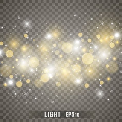 불꽃 반짝 특수 조명 효과 투명 배경에 반짝 반짝이는 마법 먼지 입자 프리미엄 벡터