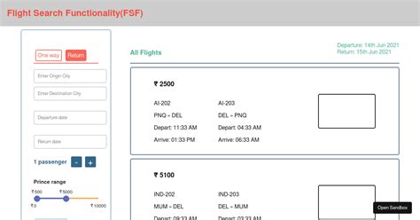 Flight Search Functionality Codesandbox