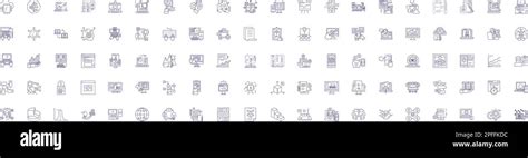 machine learning line icons signs set design collection of machine