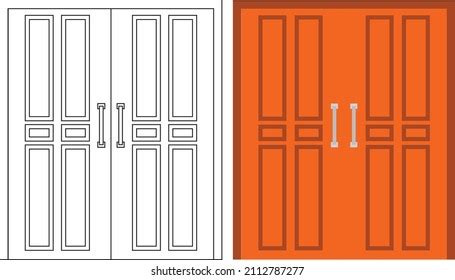 Double Glass Doors Drawing Over 242 Royalty Free Licensable Stock