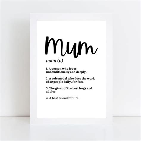 Mum Print Mum Definition Print Unique Wall Art From Moonshine Prints
