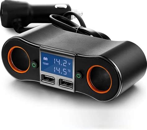 Répartiteur Allume Cigare De Voiture Avec Volt Temp Mètre 12v24v