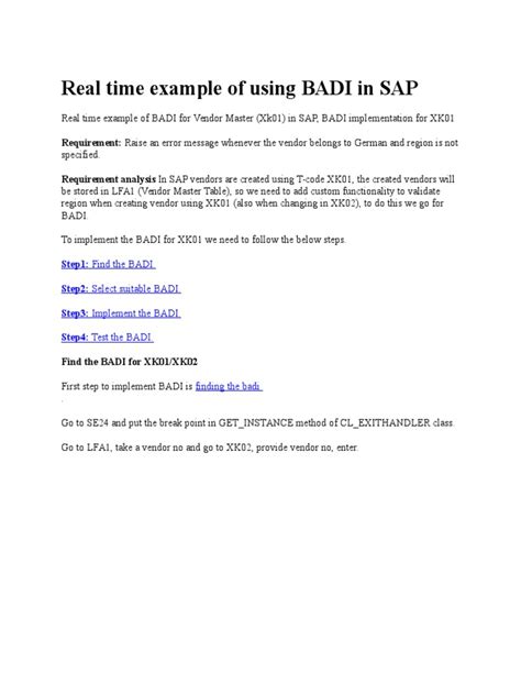 Xk01 Example Of Using Badi In Sap Pdf Areas Of Computer Science